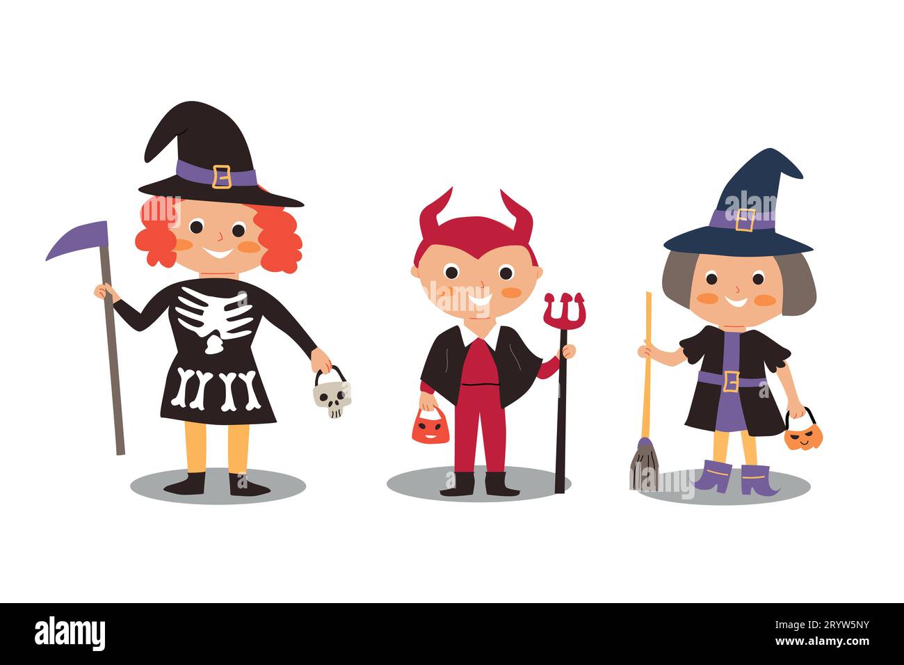 set of kids in Halloween costume for Costume Party Stock Vector Image ...