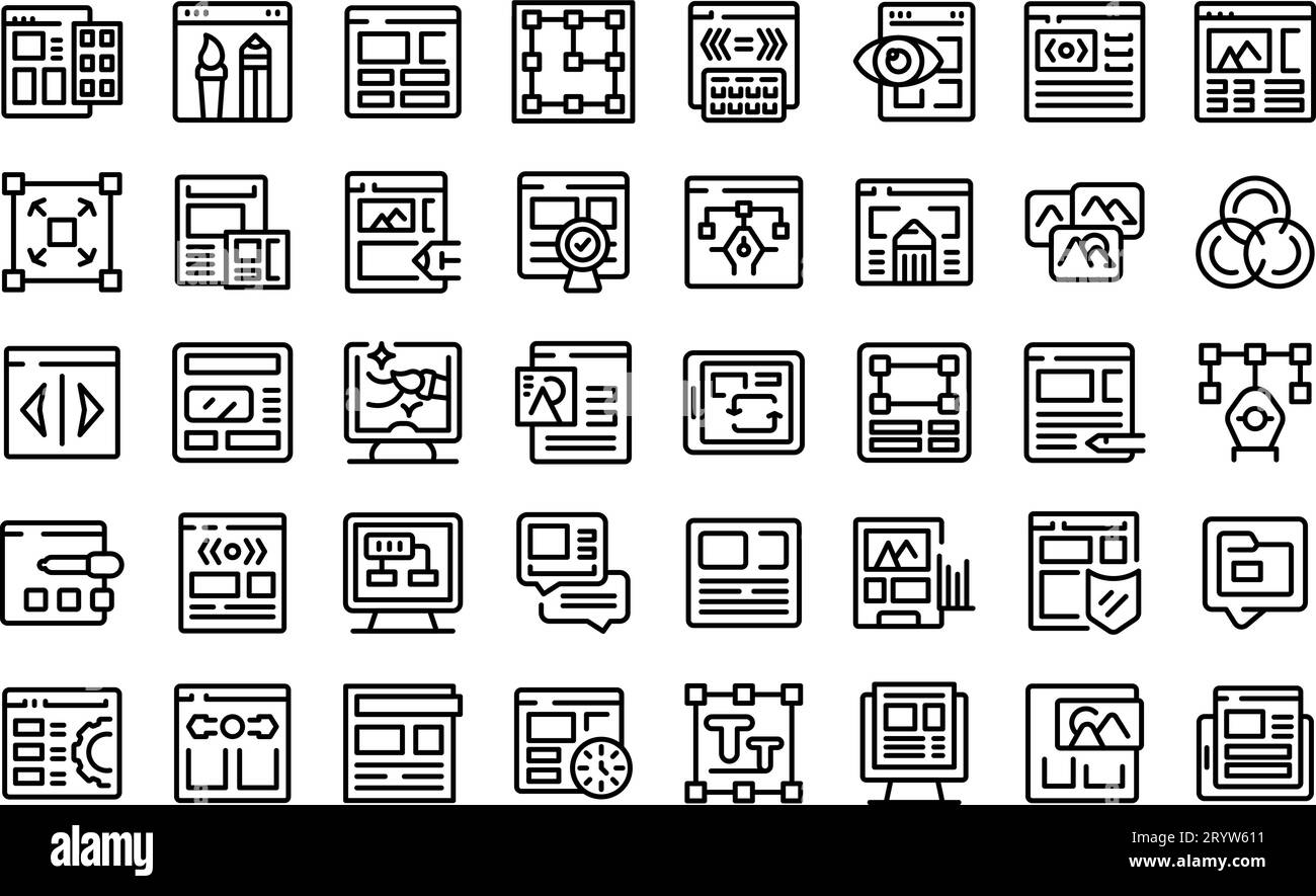 Interface designer icons set outline vector. Person system. Computer ...