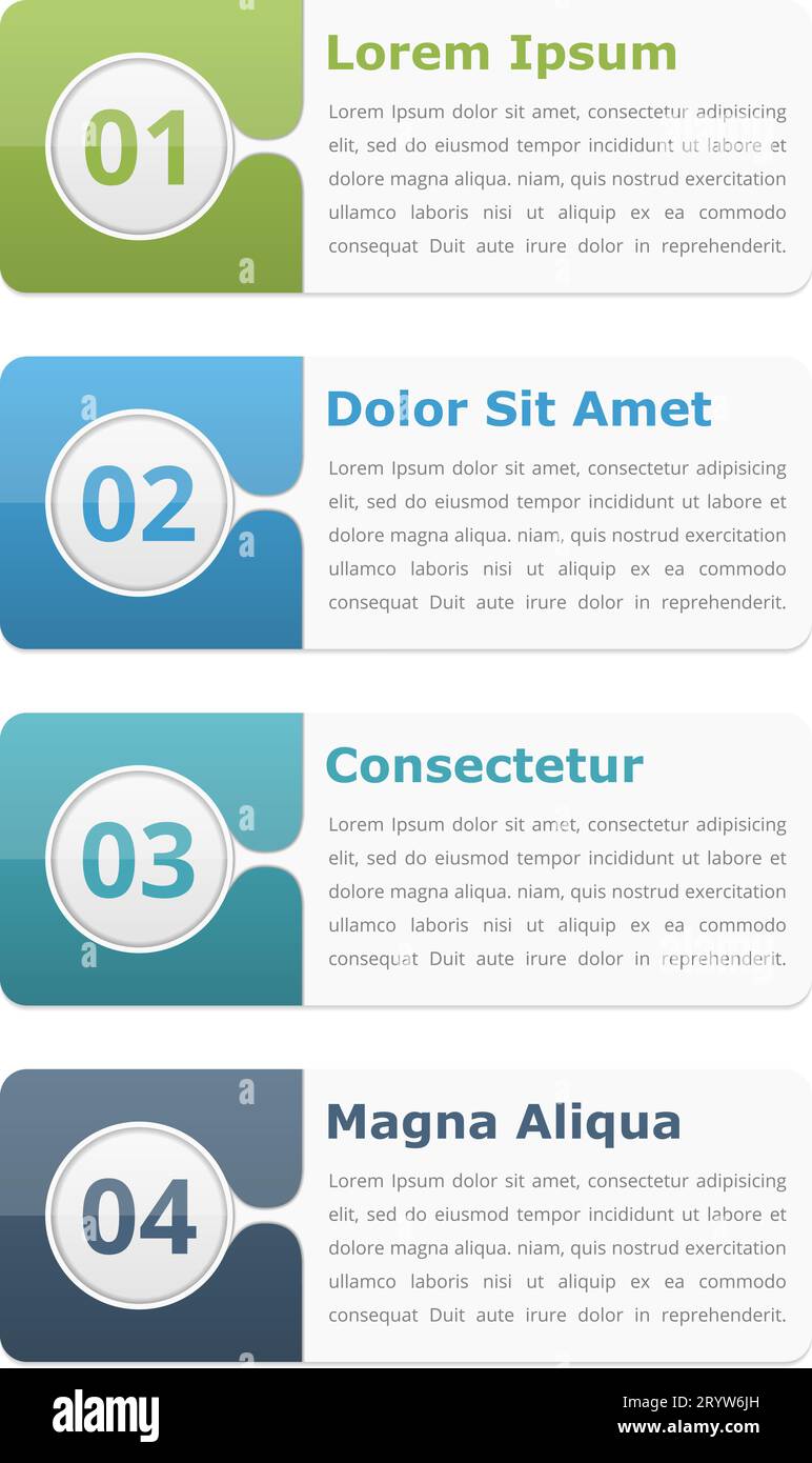 Four infographic elements with place for numbers titles and text ...