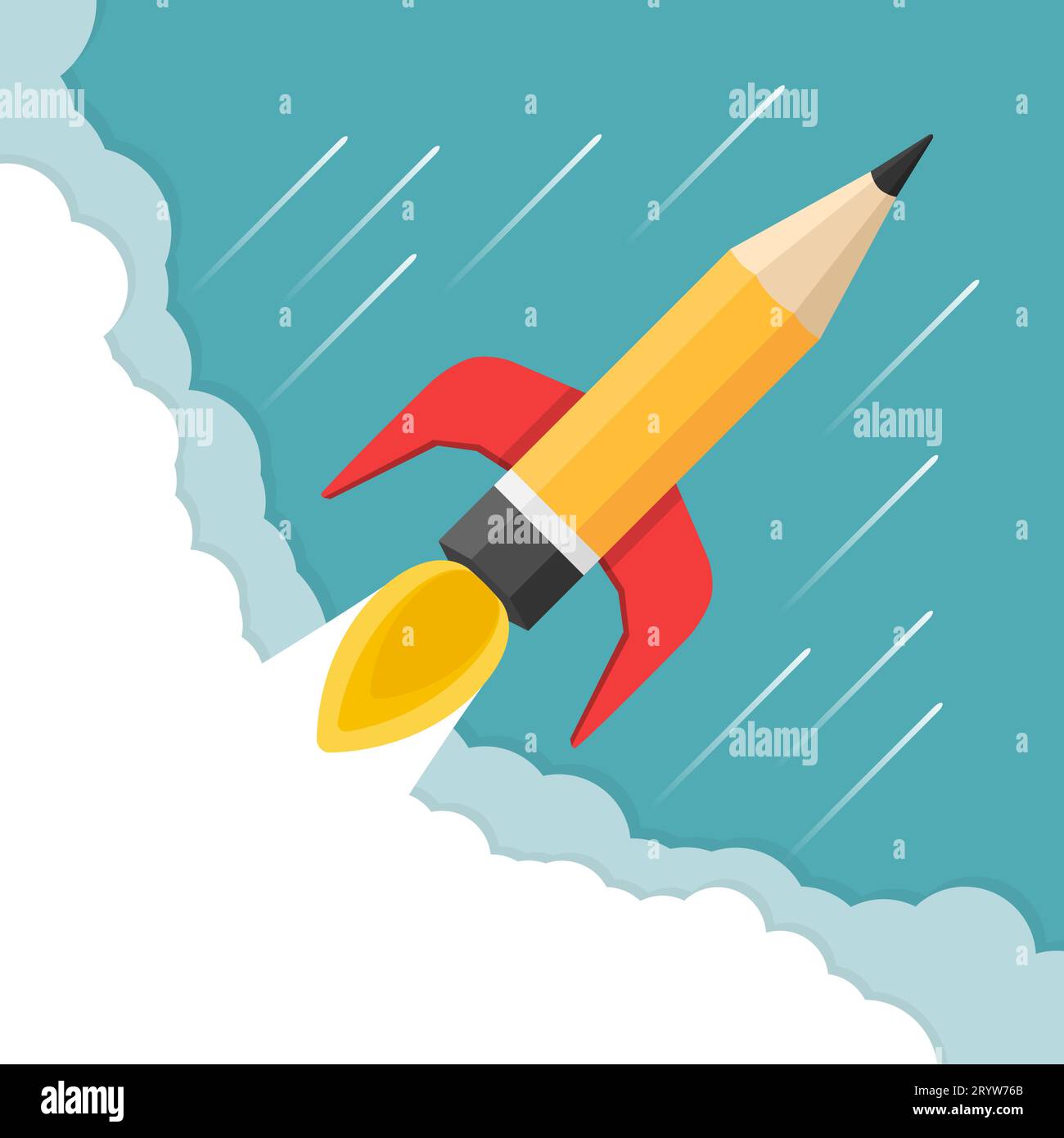 Pencil - rocket launch, business start-up, creativity concept, vector eps10 illustration Stock ...