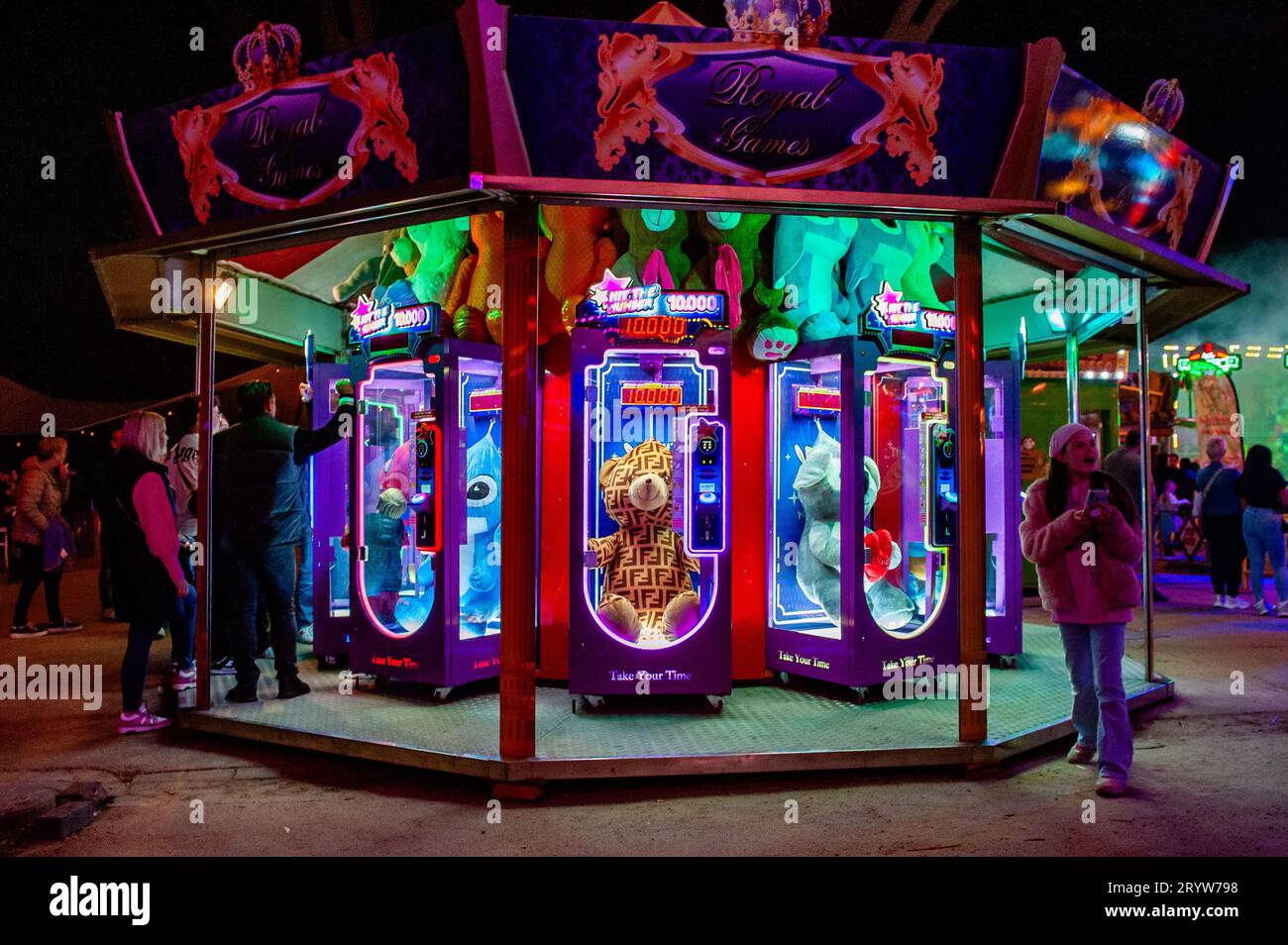 Big stuffed toys are seen in one of the attractions. This fair is the ...