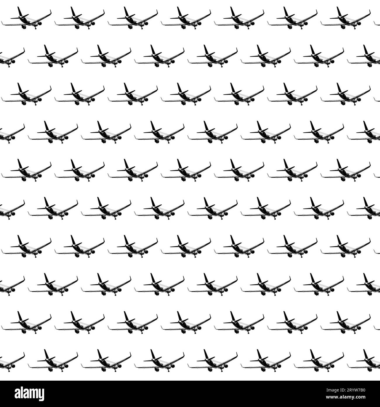 Commercial plane back view graphic motif black and white pattern Stock ...