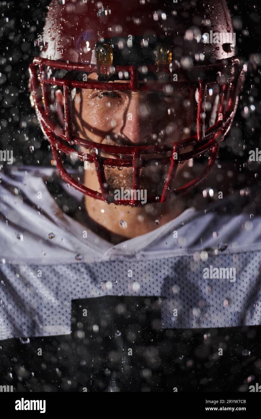 American Football Field: Lonely Athlete Warrior Standing on a Field ...