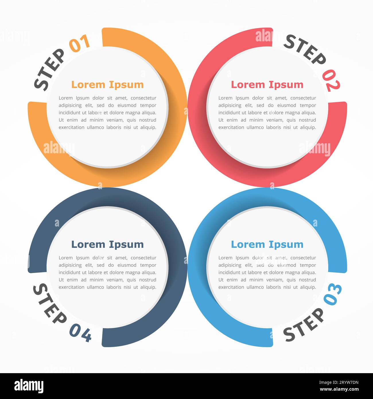 Circle diagram with four elements, steps or options, flowchart or ...