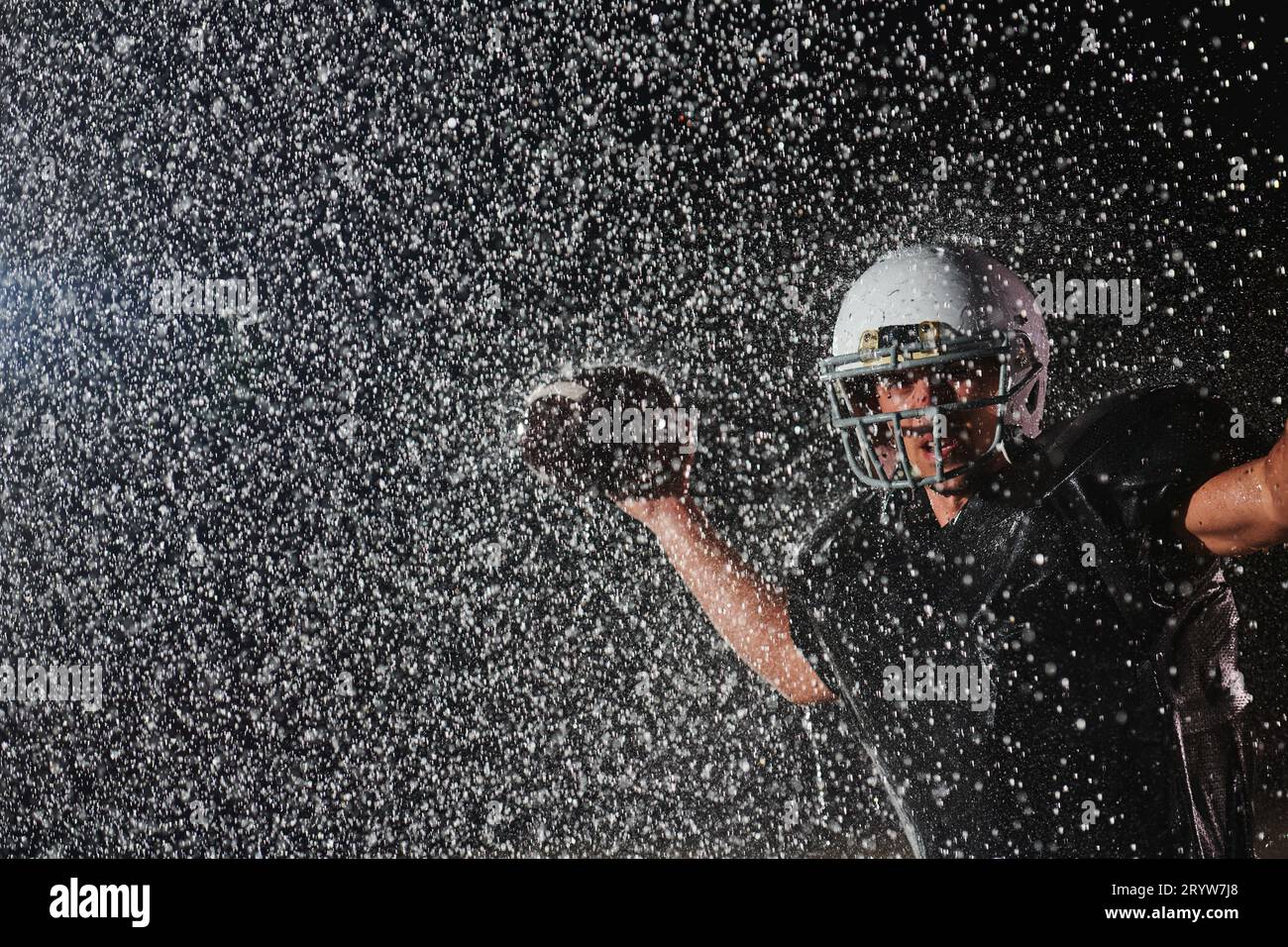 American Football Field: Lonely Athlete Warrior Standing on a Field ...