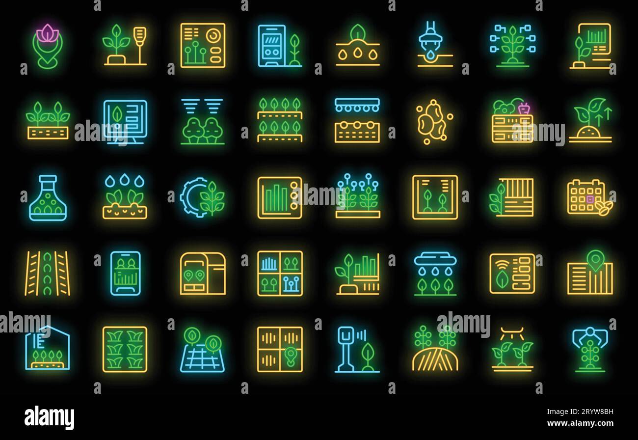 Precision farming icons set outline vector. Smart farm. Digital future ...