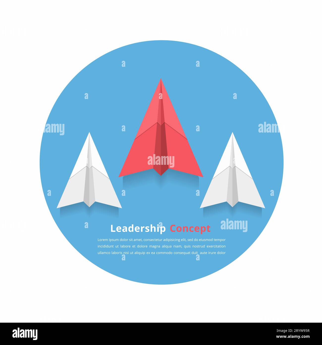 Red paper airplane as a leader among white airplanes, leadership ...