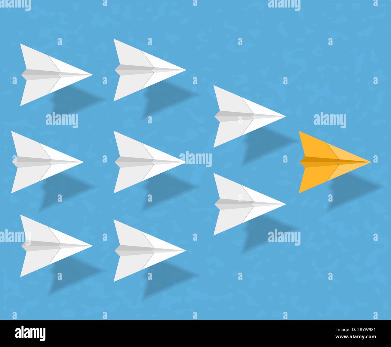 Yellow paper airplane as a leader among white airplanes, leadership ...