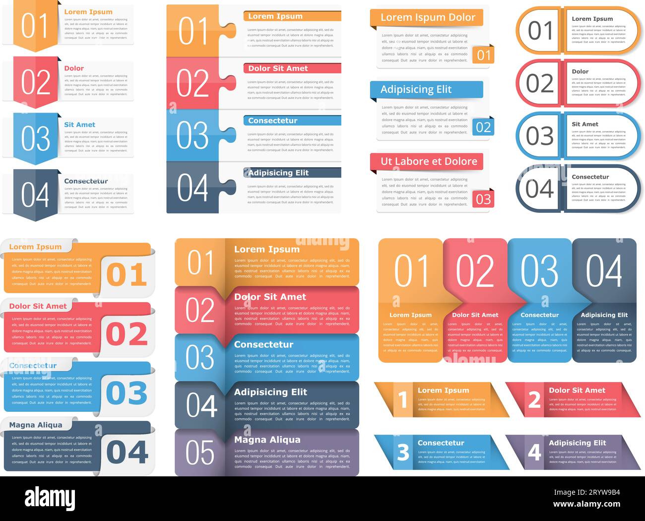 Set of infographic templates with numbers and text, business ...