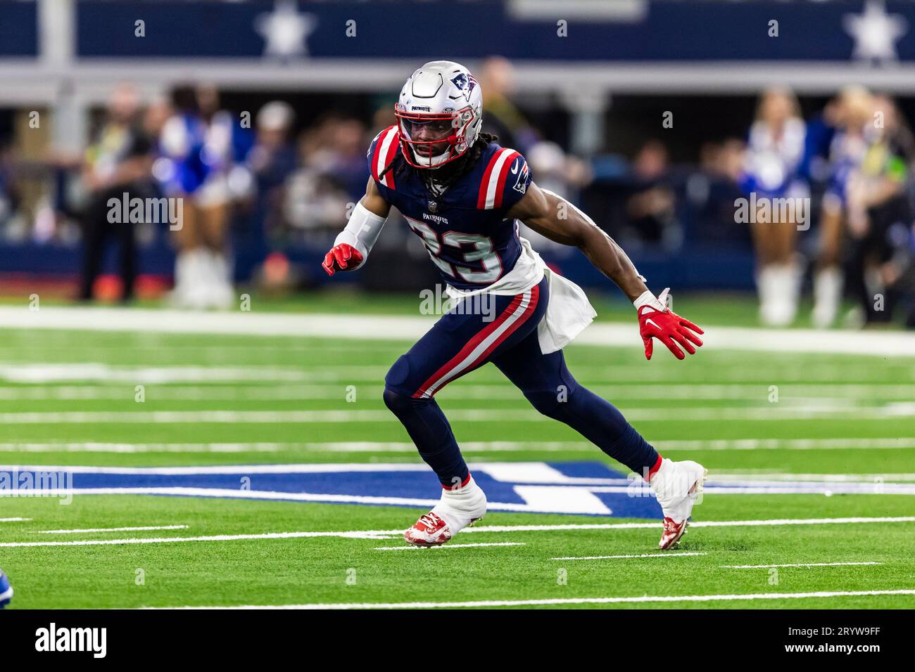 New England Patriots safety Kyle Dugger (23) is seen during the first ...