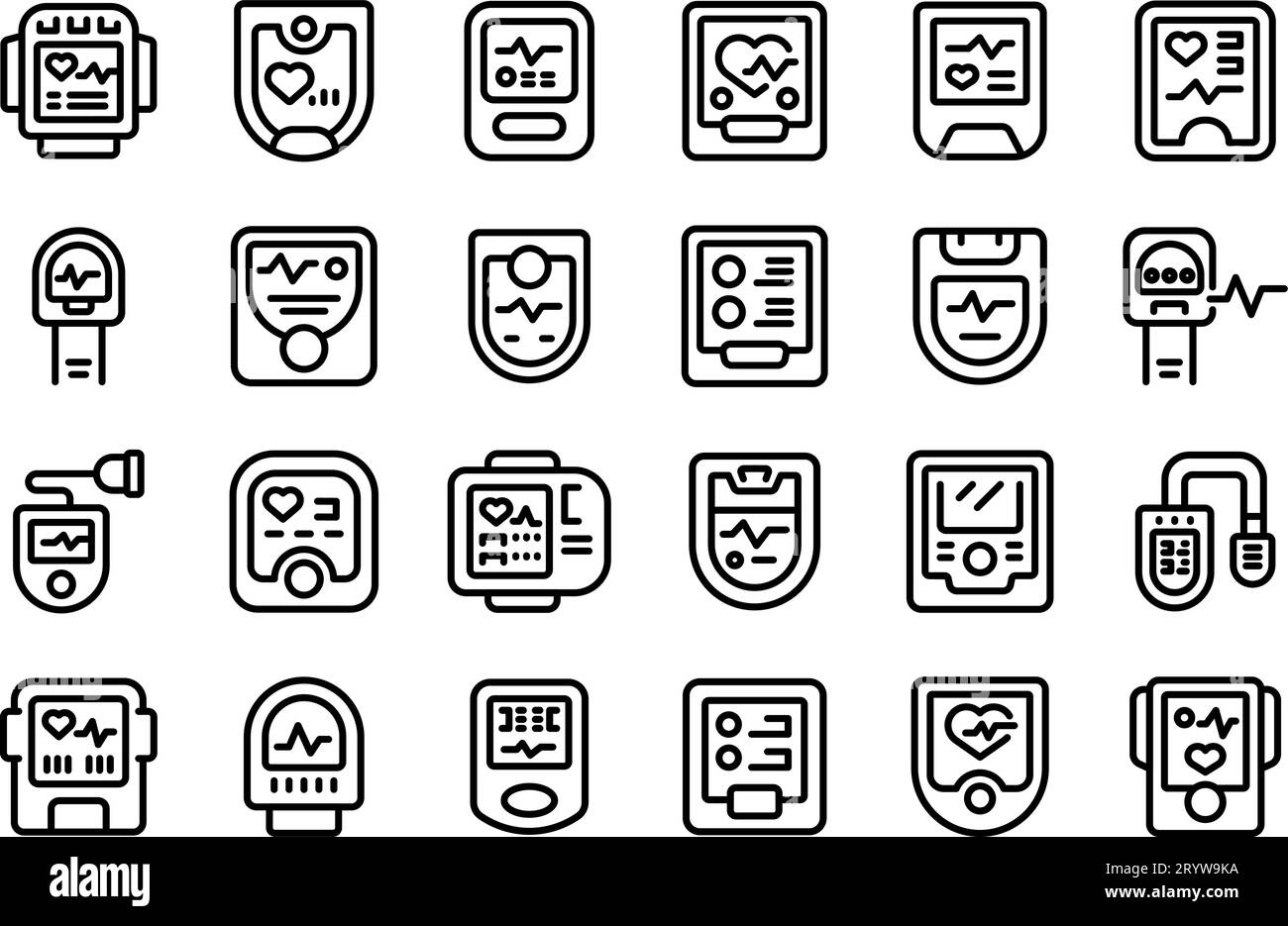 Pulse oximeter icons set outline vector. Health monitor. Sensor rate Stock Vector Image & Art ...