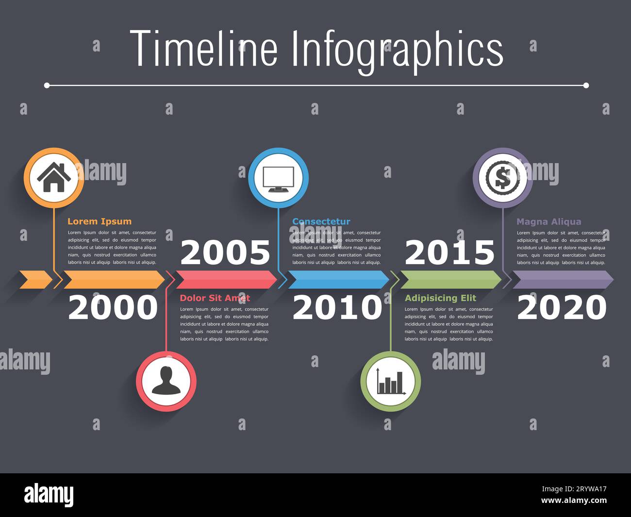 Timeline infographics design with arrows, workflow or process diagram ...