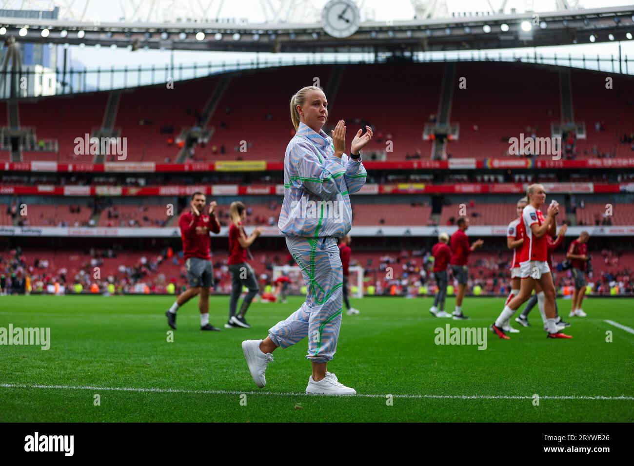 Arsenal's Beth Mead applauds the fans at the end of the Barclays Women ...