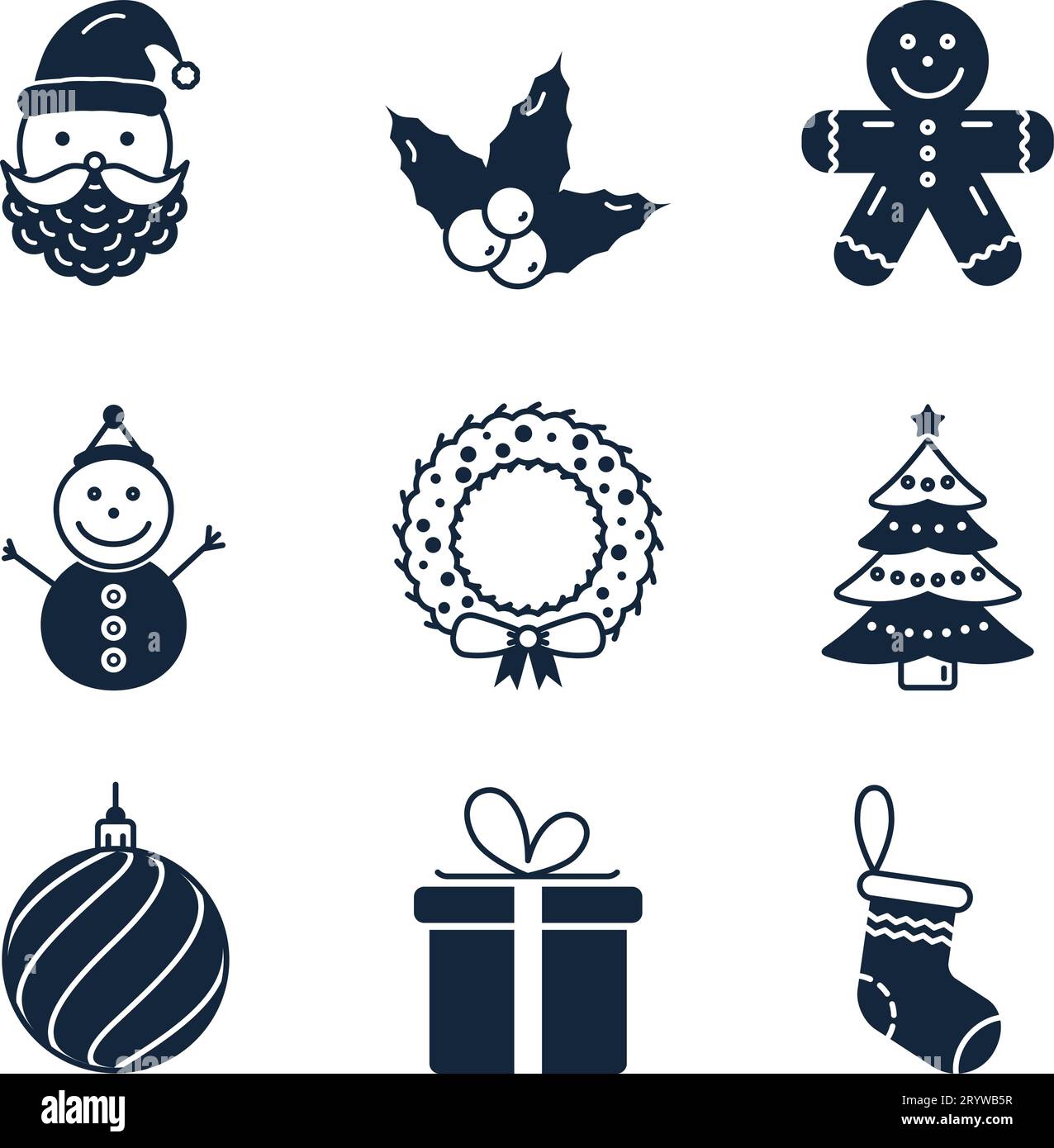 Set of basic Christmas icons, vector eps10 illustration Stock Vector ...