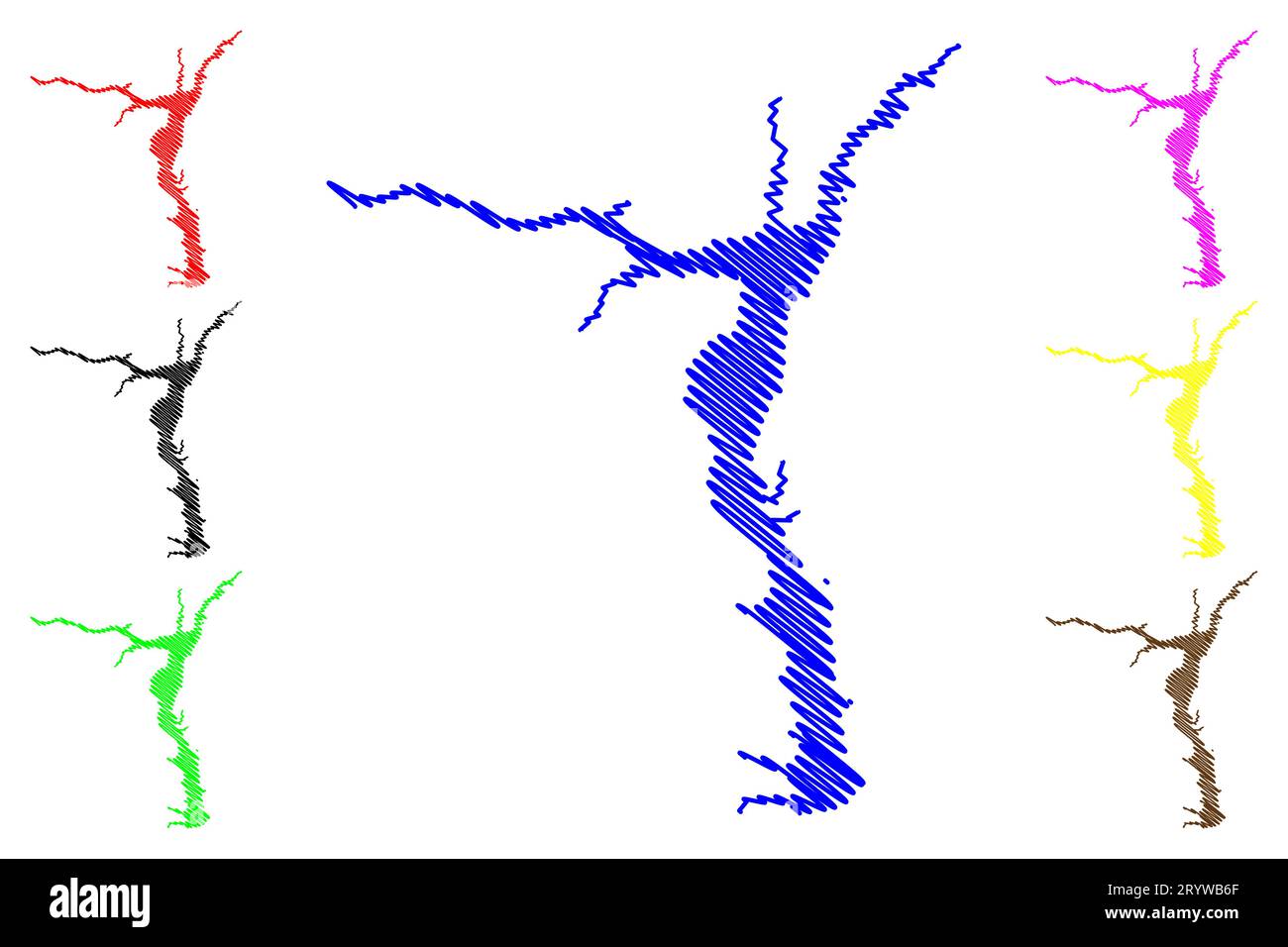 Gorky Reservoir (Russia, Russian Federation, Volga River) map vector ...