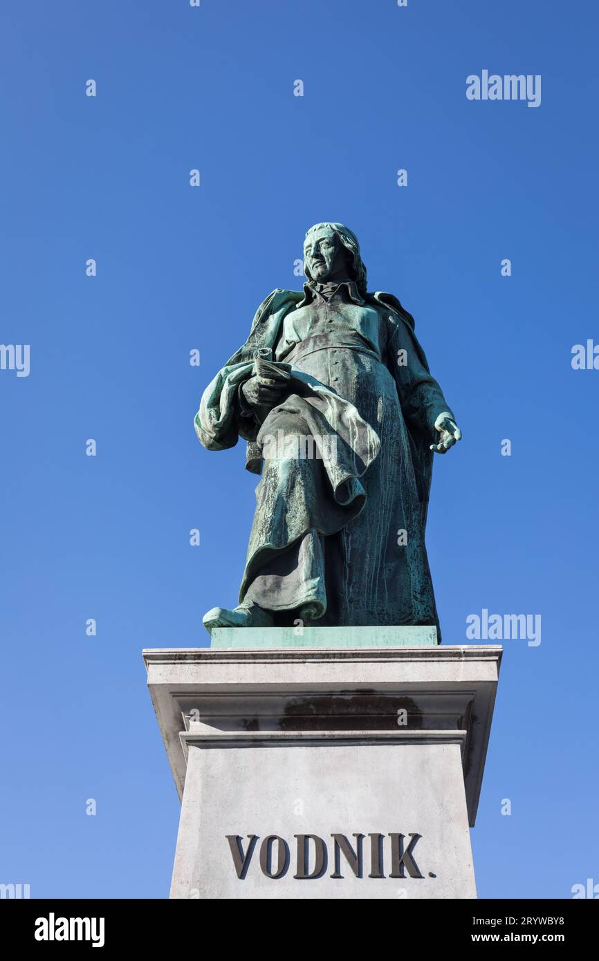 Statue of Valentin Vodnik at Vodnik Square in Ljubljana, Slovenia Stock ...