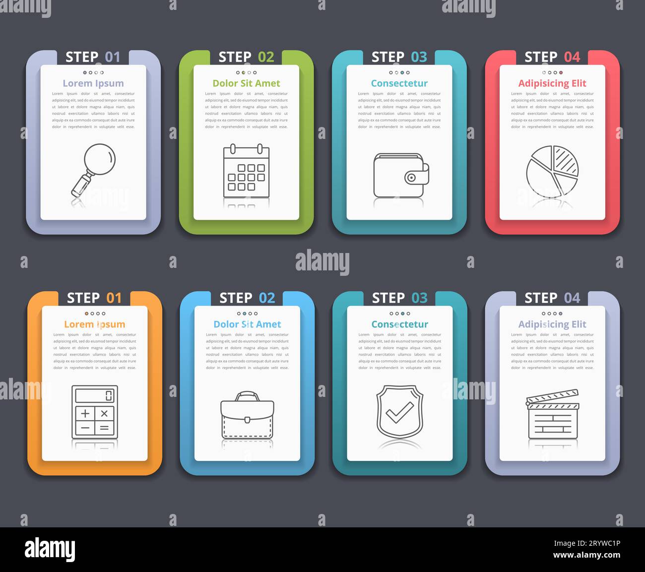 Set of infographic elements with numbers, line icons and place for your ...