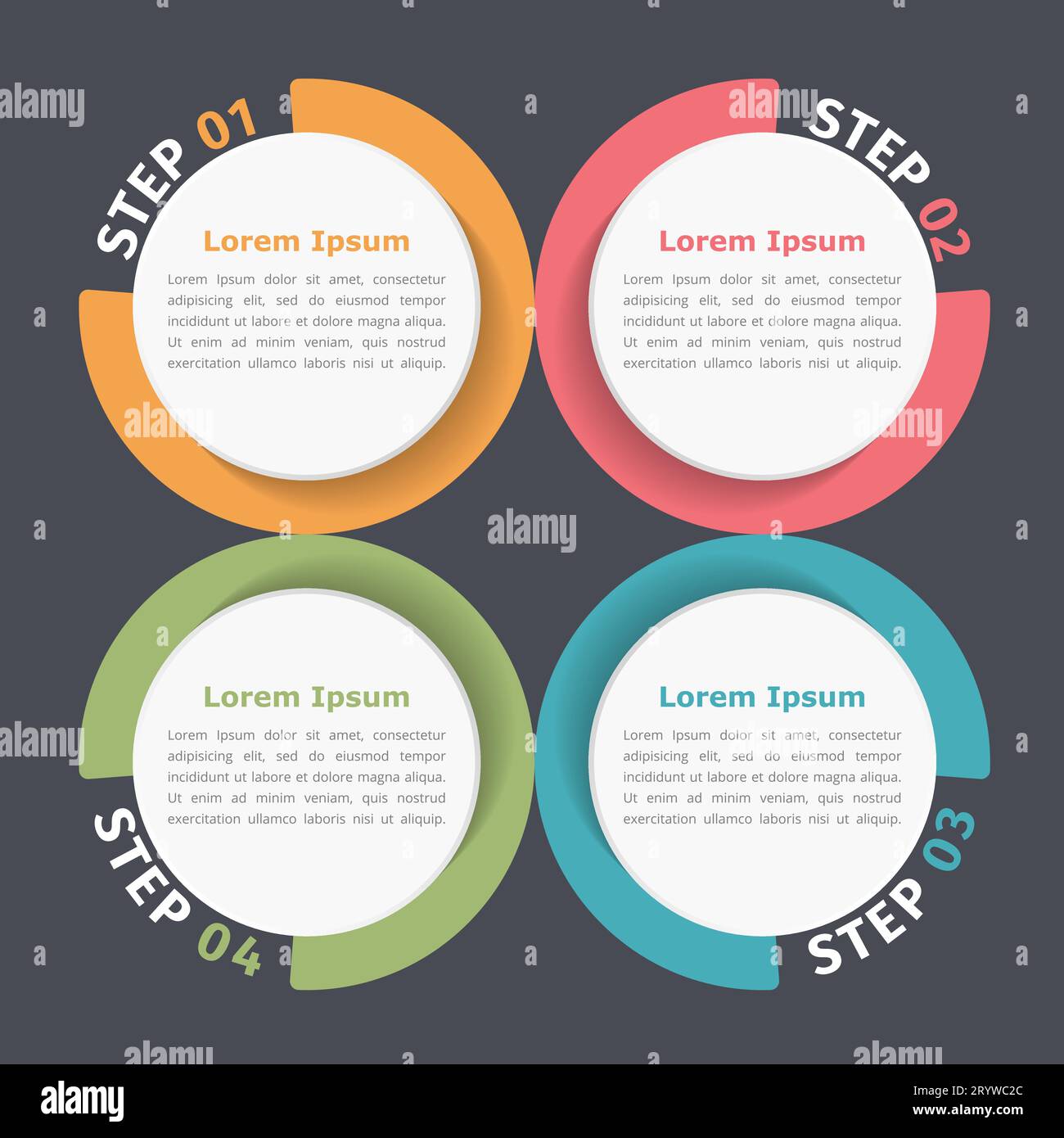 Circle diagram with four elements, steps or options, flowchart or ...