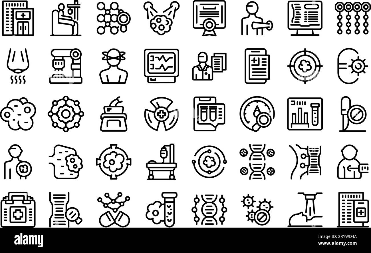 Precision medicine icons set outline vector. Medicine science. Dna ...