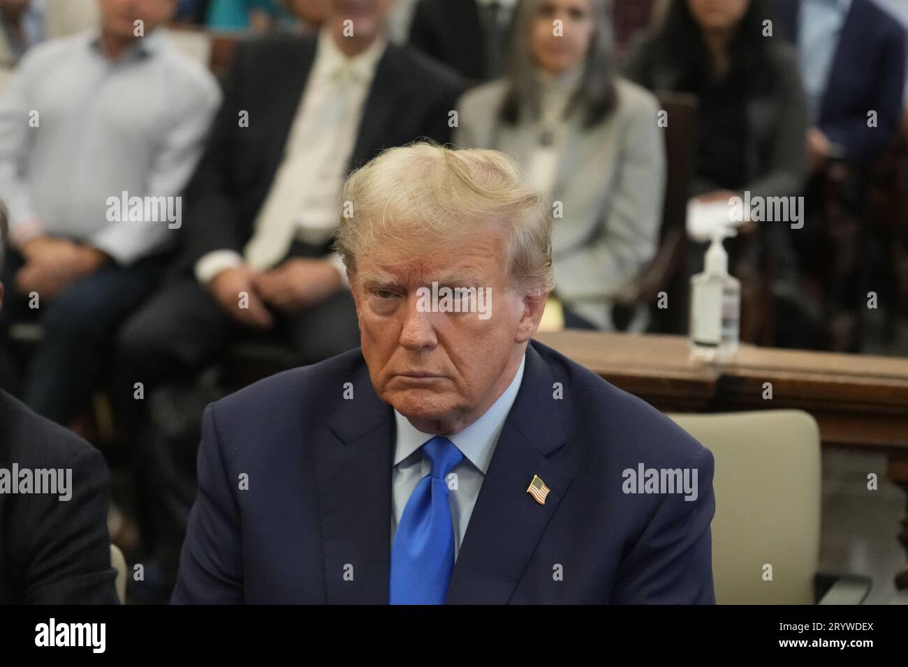 New York, USA. 02nd Oct, 2023. Former President Donald Trump appears in ...
