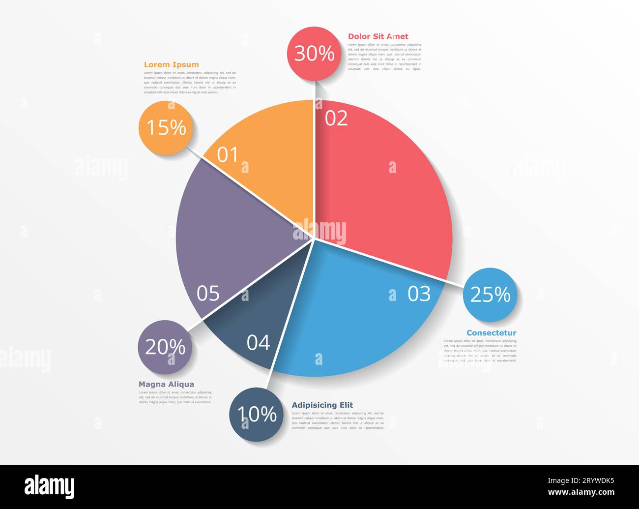Pie chart design template, business infographics for presentations and ...