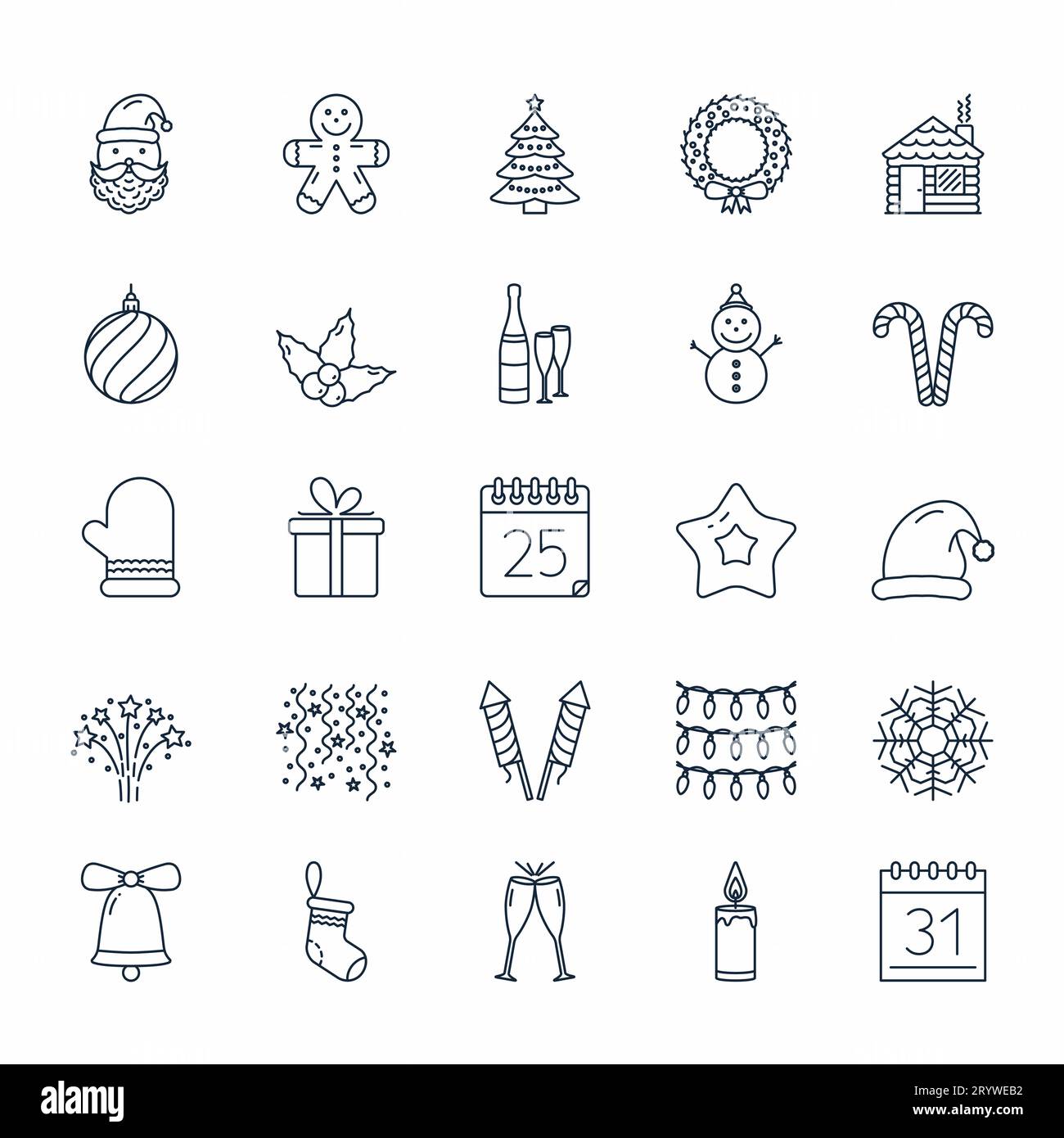 Christmas line icons set, vector eps10 illustration Stock Vector Image ...