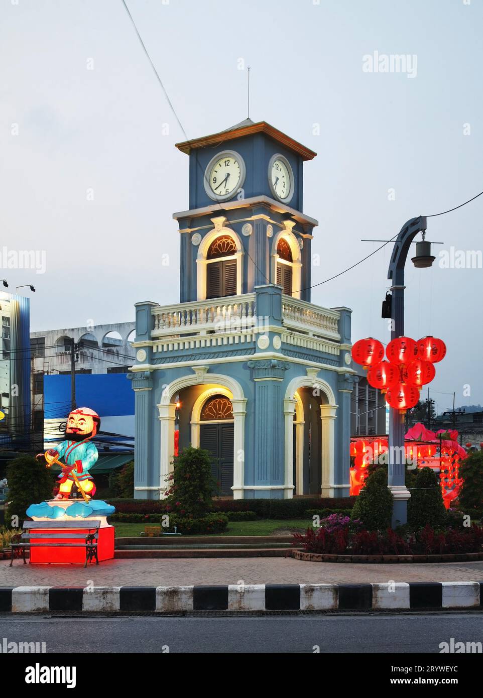 Surin Circle clock tower in Phuket town. Phuket province. Thailand ...