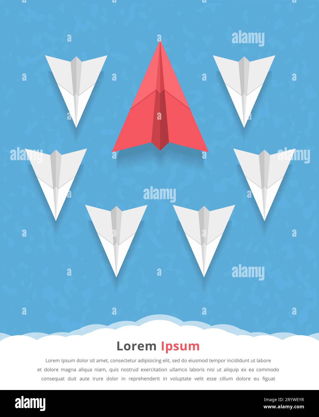 Big red paper airplane as a leader among white airplanes, leadership ...