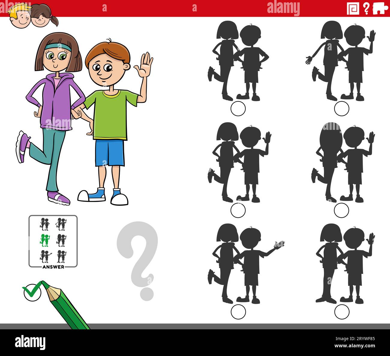 Cartoon illustration of finding the shadow without differences ...