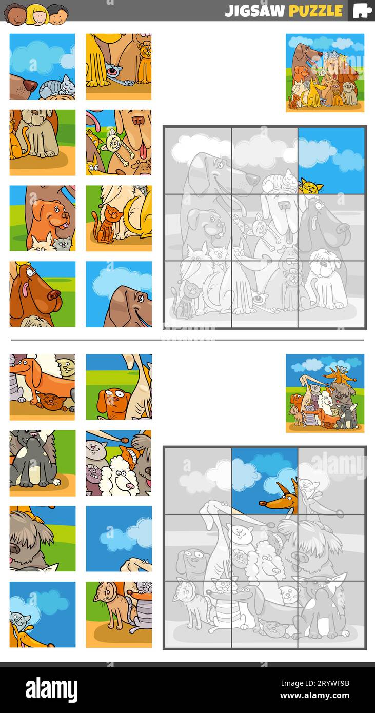 Cartoon cat and dog jigsaw puzzle game hi-res stock photography and ...