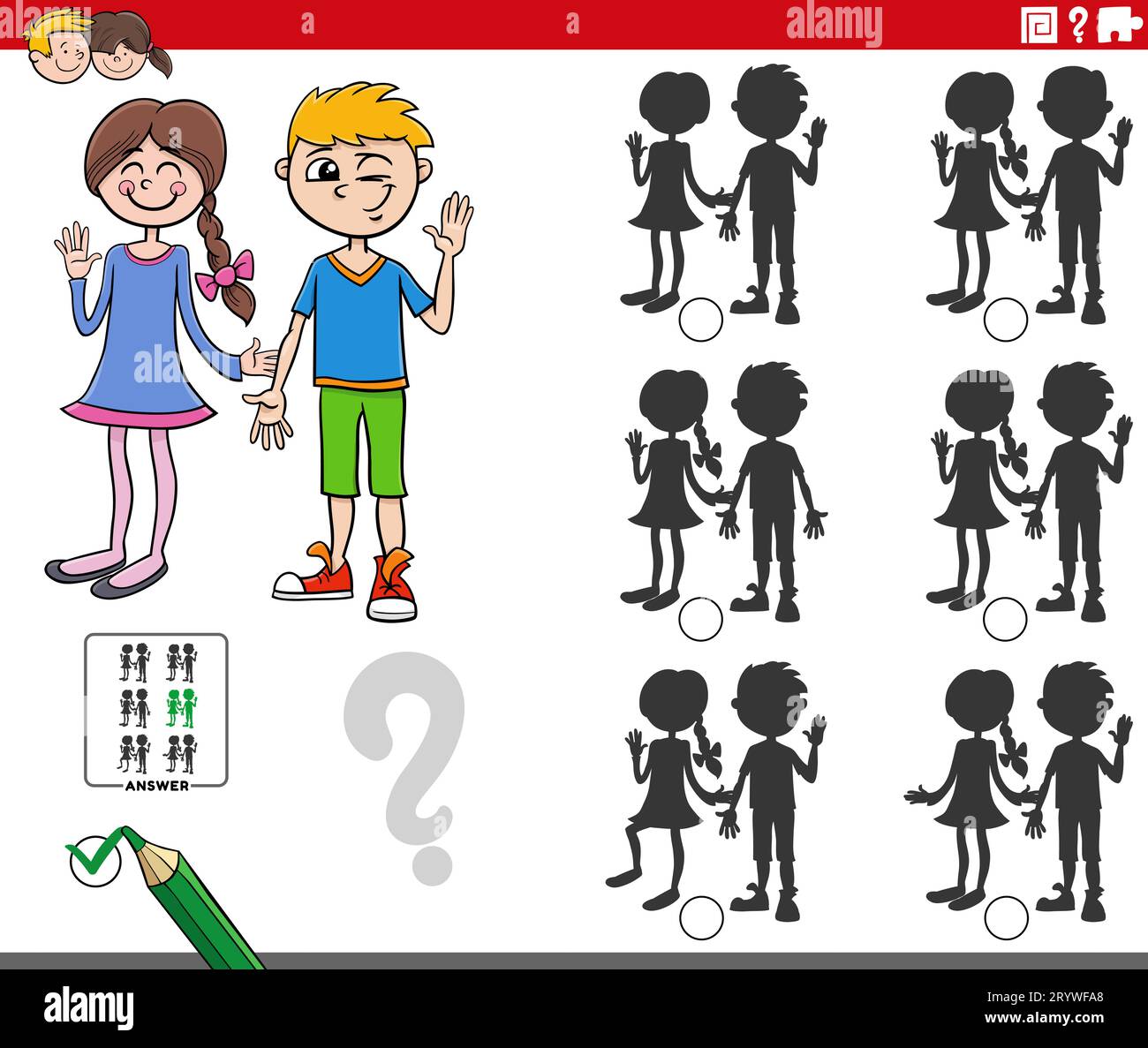 Cartoon illustration of finding the shadow without differences ...