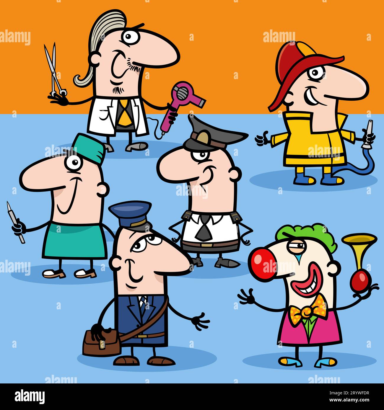 Cartoon illustration of funny people of different occupations ...
