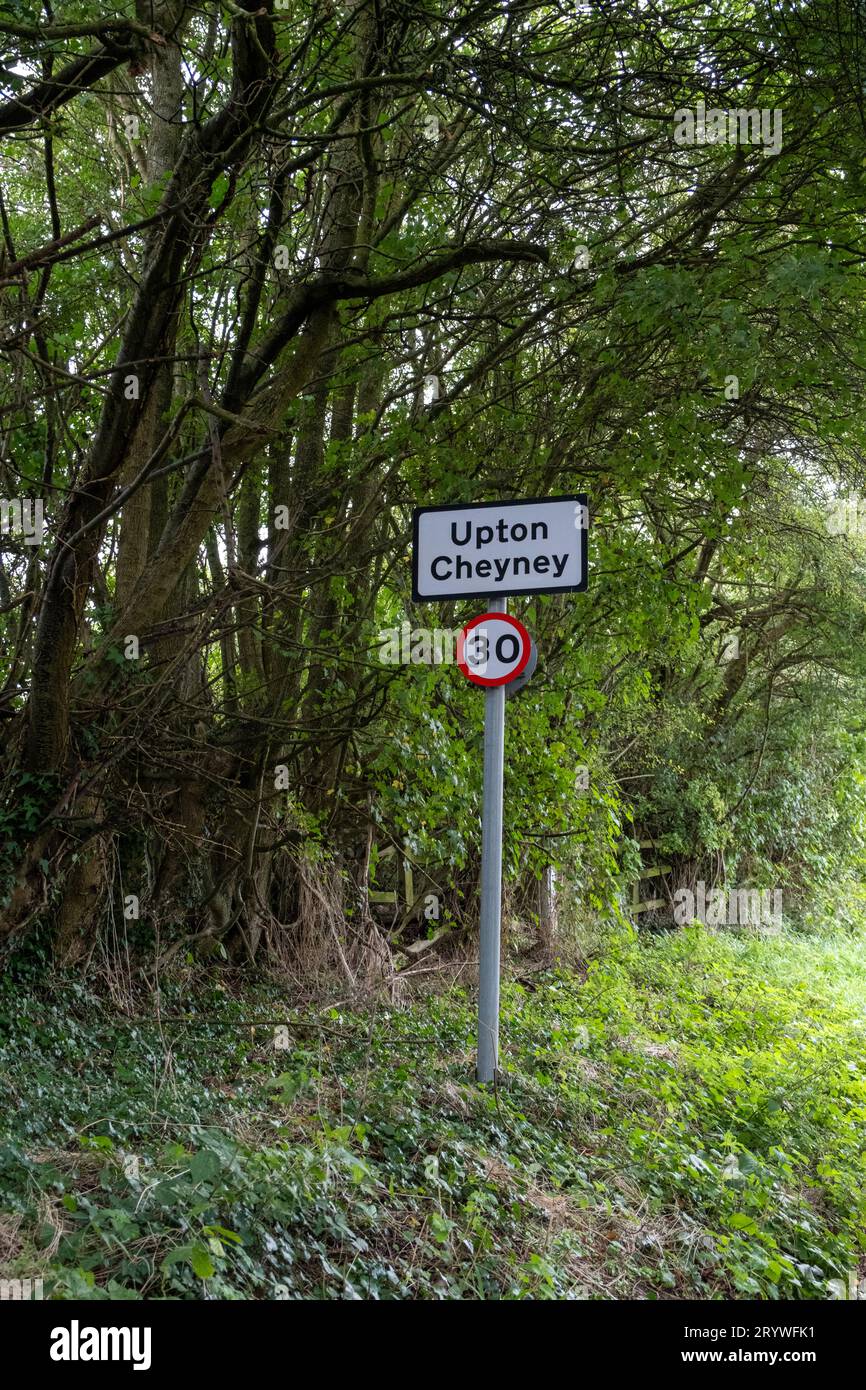 Upton Cheyney road sign Stock Photo - Alamy