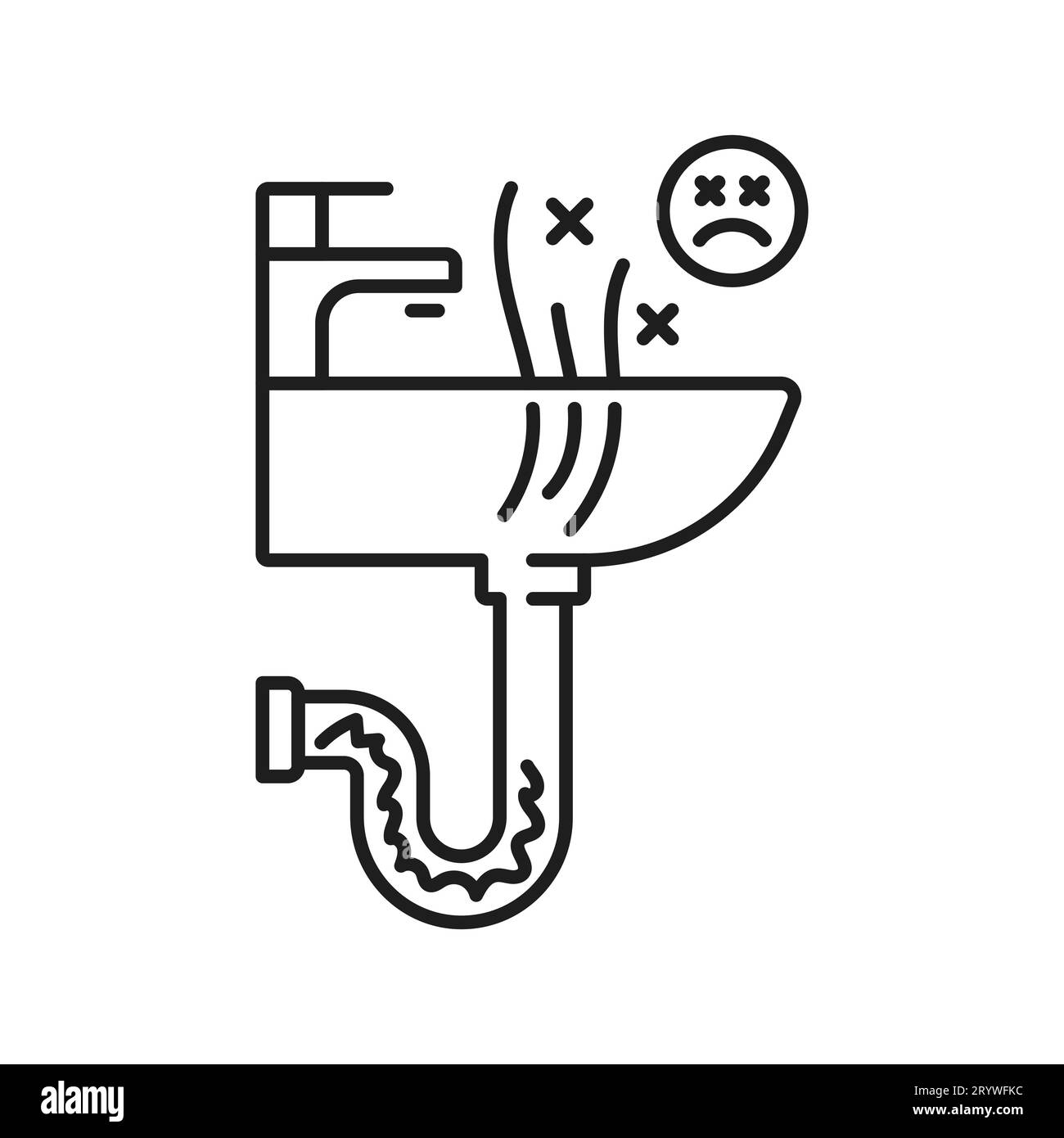 Plumbing service icon, water drain sewerage repair and pipes sanitary ...