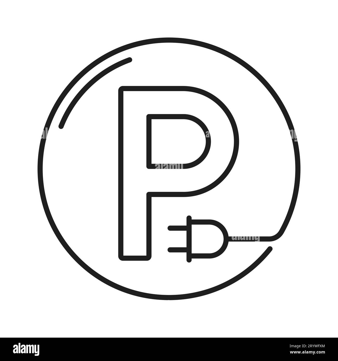 Electric car parking line icon or charging station and automatic garage ...