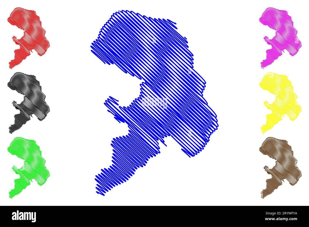 Lake Great Prespa (North Macedonia, Albania, Greece) map vector ...