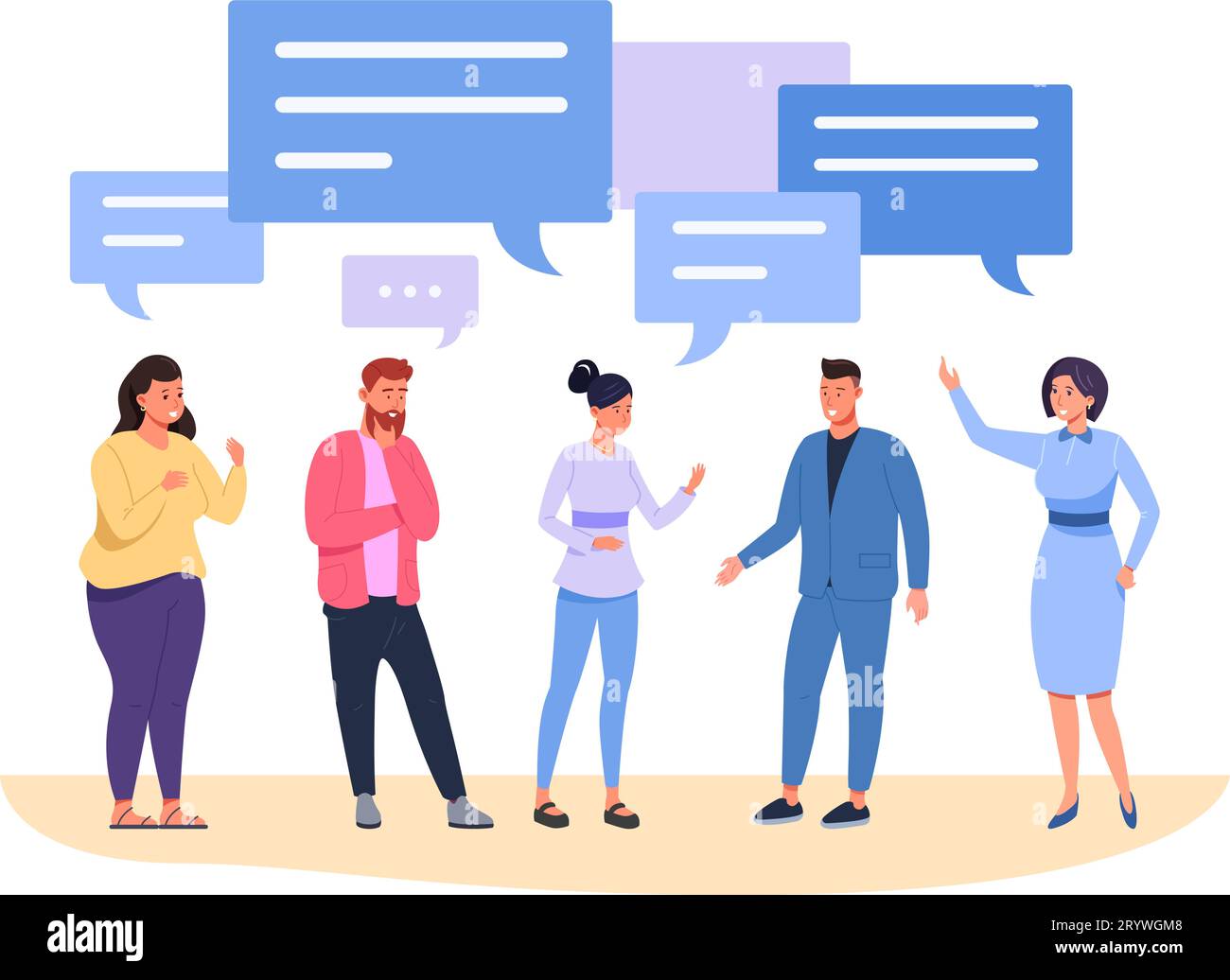 Staff conversation. Coworkers communicate, business partnership project ...