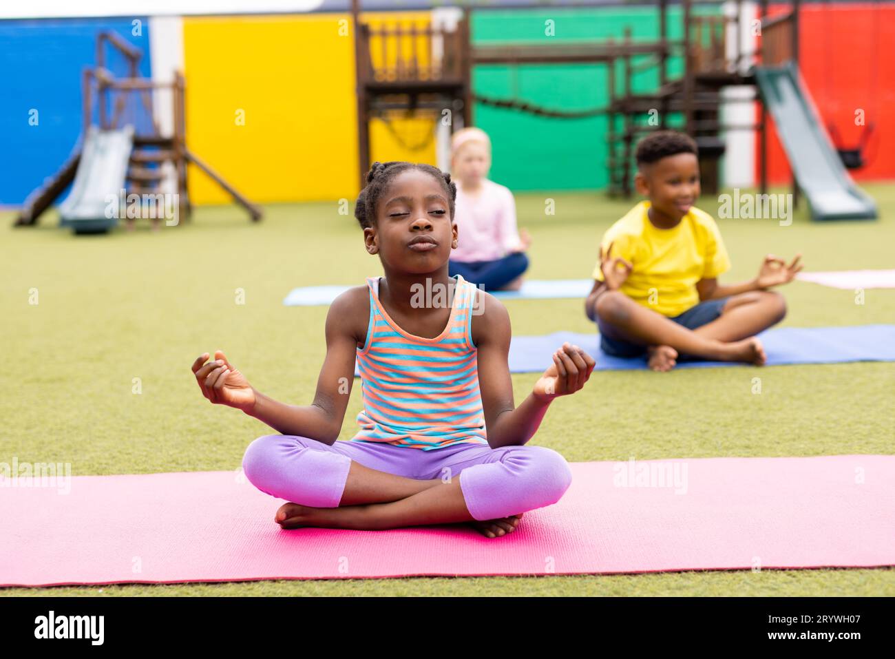African american boy meditating hi-res stock photography and images - Alamy