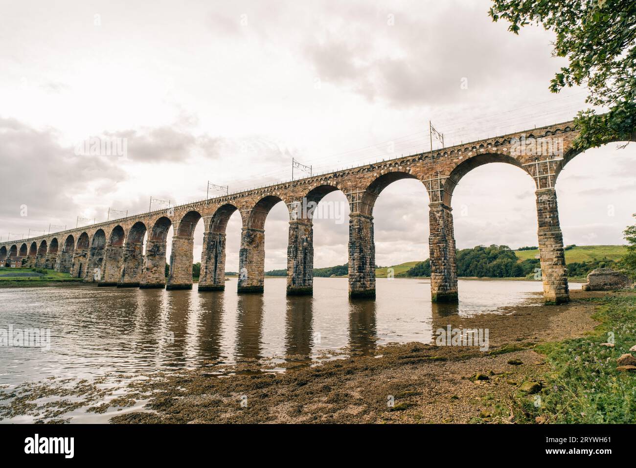 The Royal Border Bridge at spanning the river Tweed at Berwick on Tweed ...