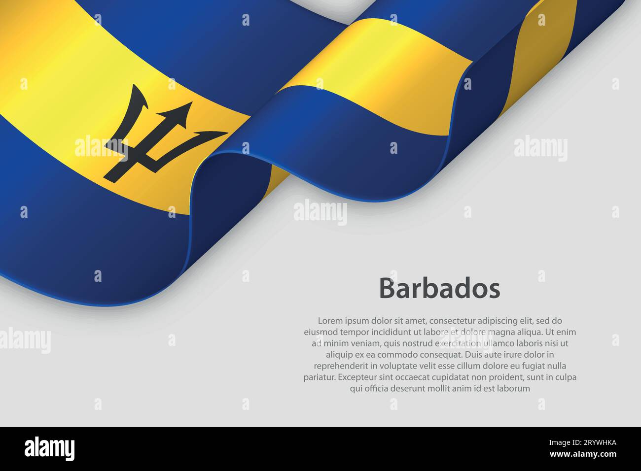 3d ribbon with national flag Barbados isolated on white background with ...