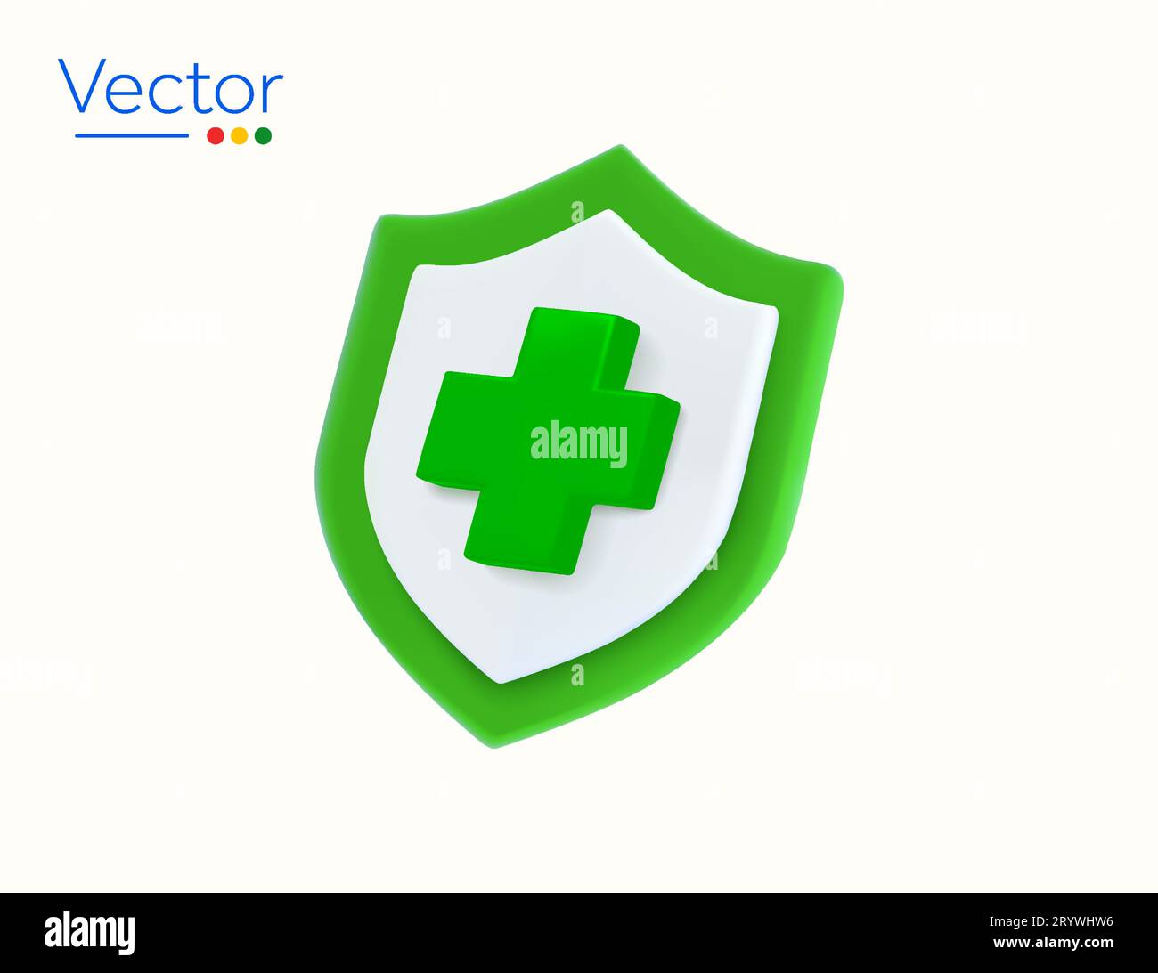 3d rendered green shield with medic icon, isolated on white background ...