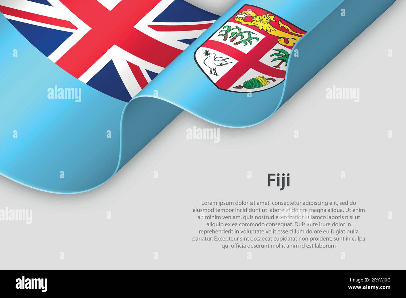 3d ribbon with national flag Fiji isolated on white background with copyspace Stock Vector Image ...