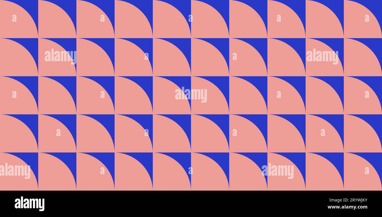 Pink and blue geometric seamless pattern with curved triangles, vector ...