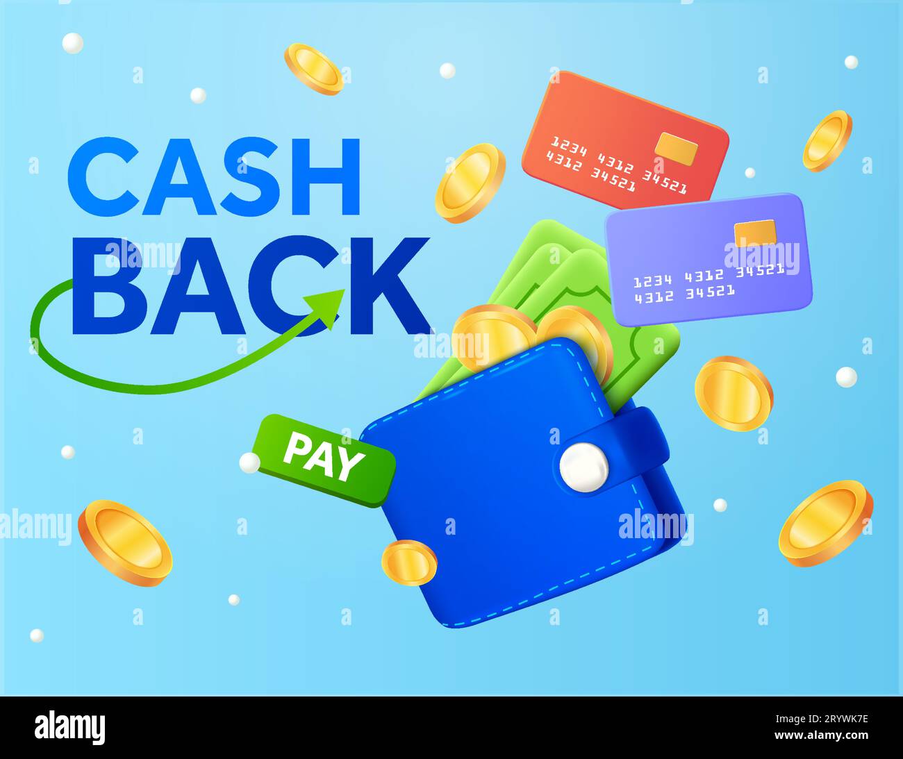 Cash back with online card payment banner template with wallet, banking ...