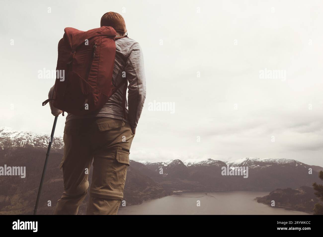 Success man hiker outstretched hi-res stock photography and images - Alamy