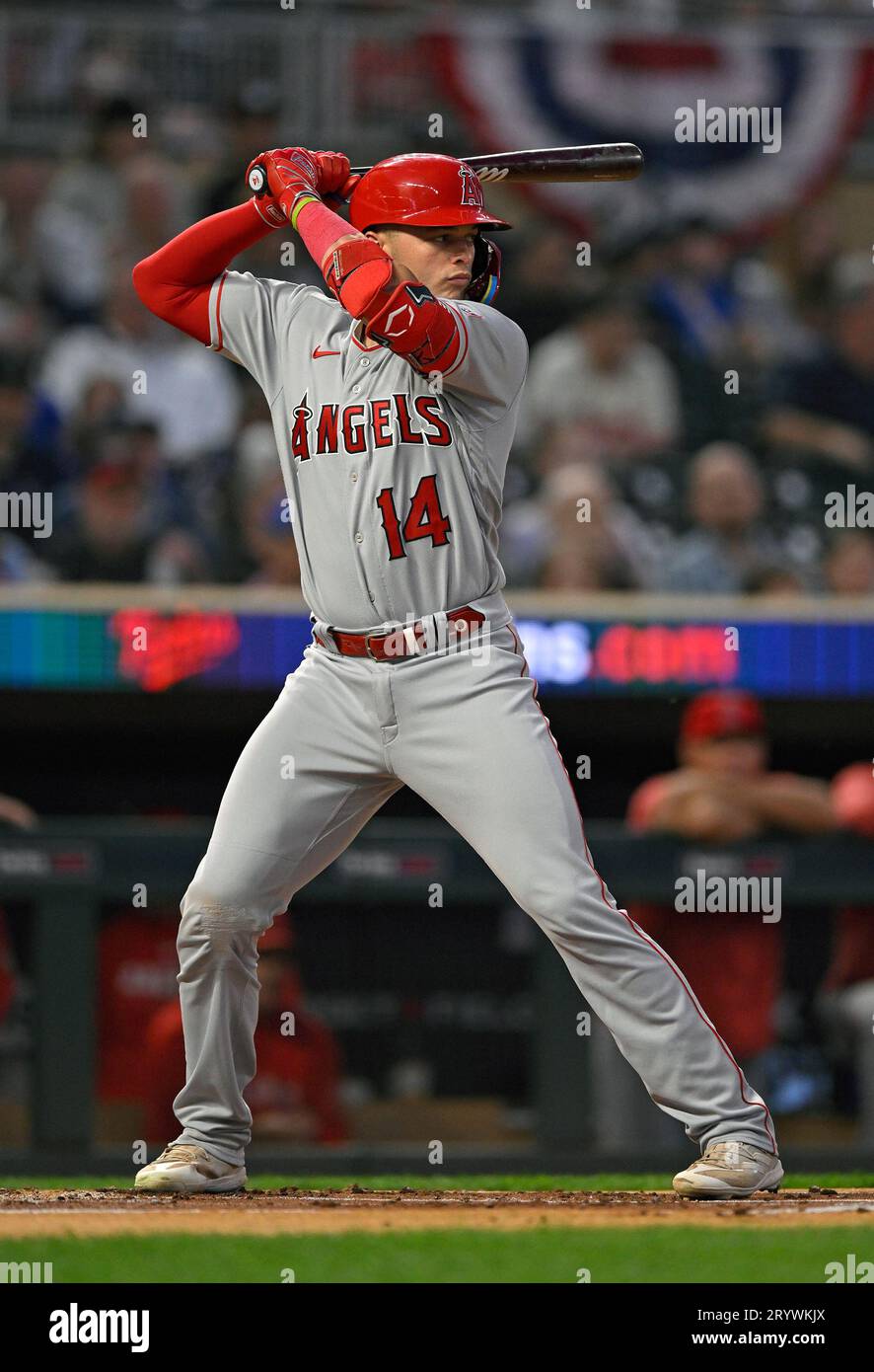 MINNEAPOLIS, MN - SEPTEMBER 22: Los Angeles Angels Catcher Logan O ...