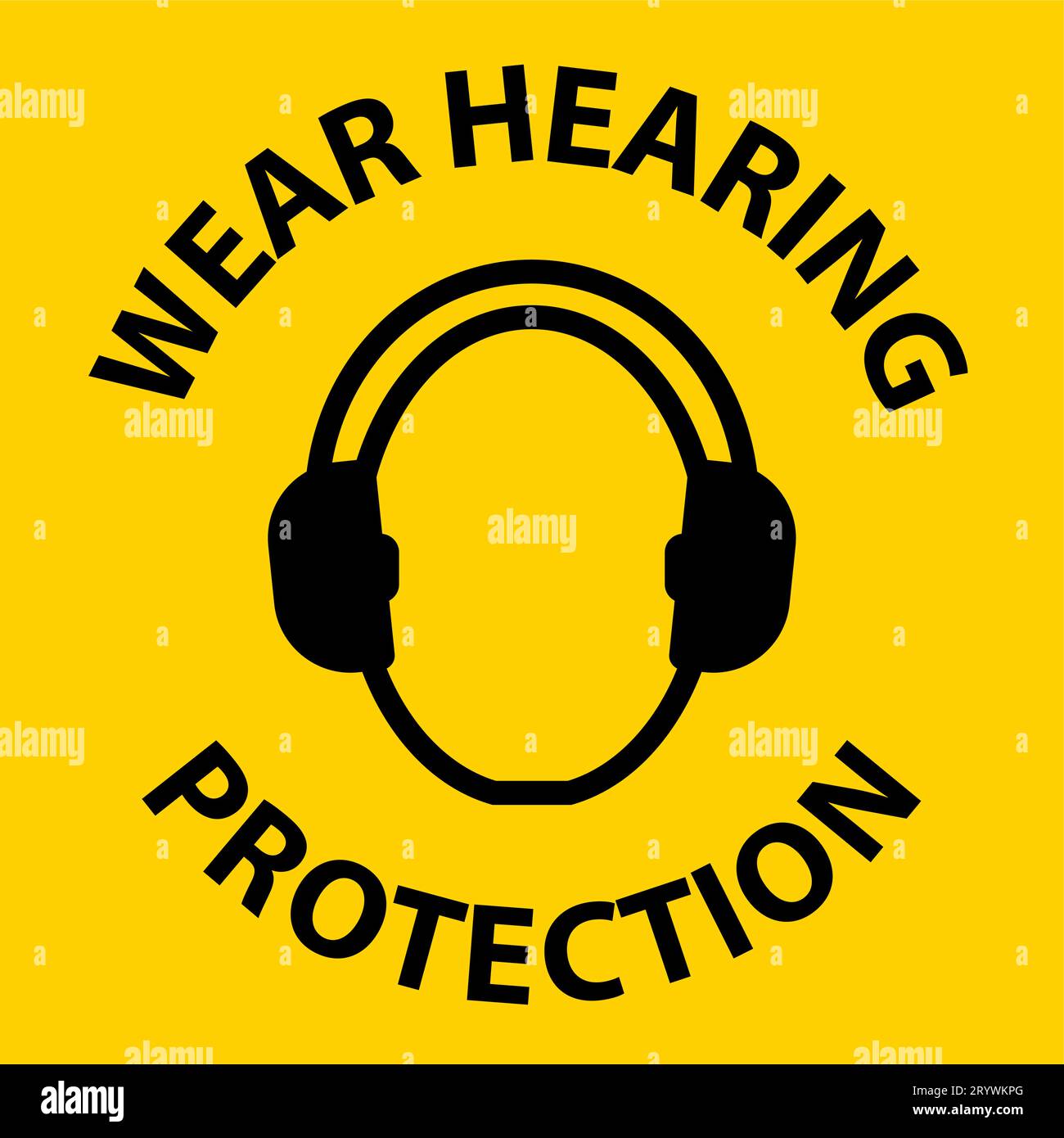 Caution Wear hearing protection on transparent background Stock Vector ...