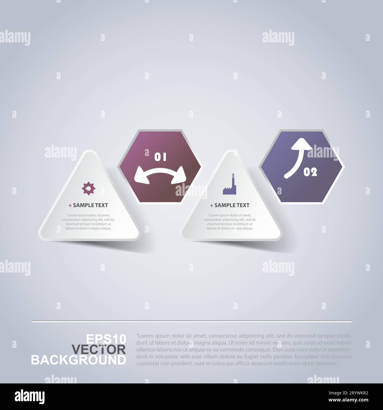 Minimal Paper Cut Infographics Design - Triangles and Hexagons Stock ...