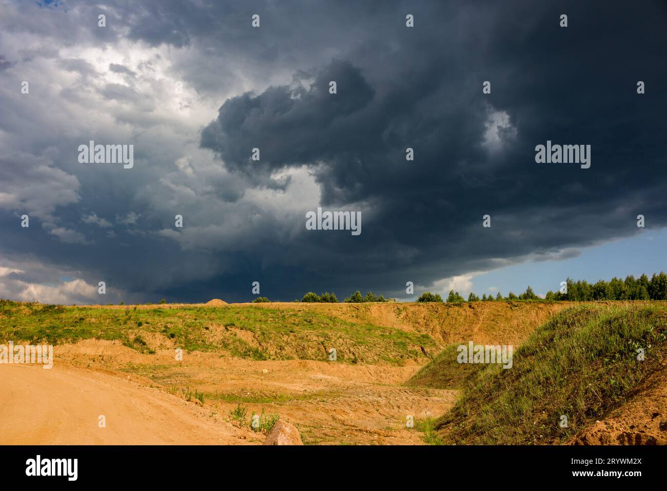 Menacing rain clouds gathering in the sky, deteriorating weather on a ...
