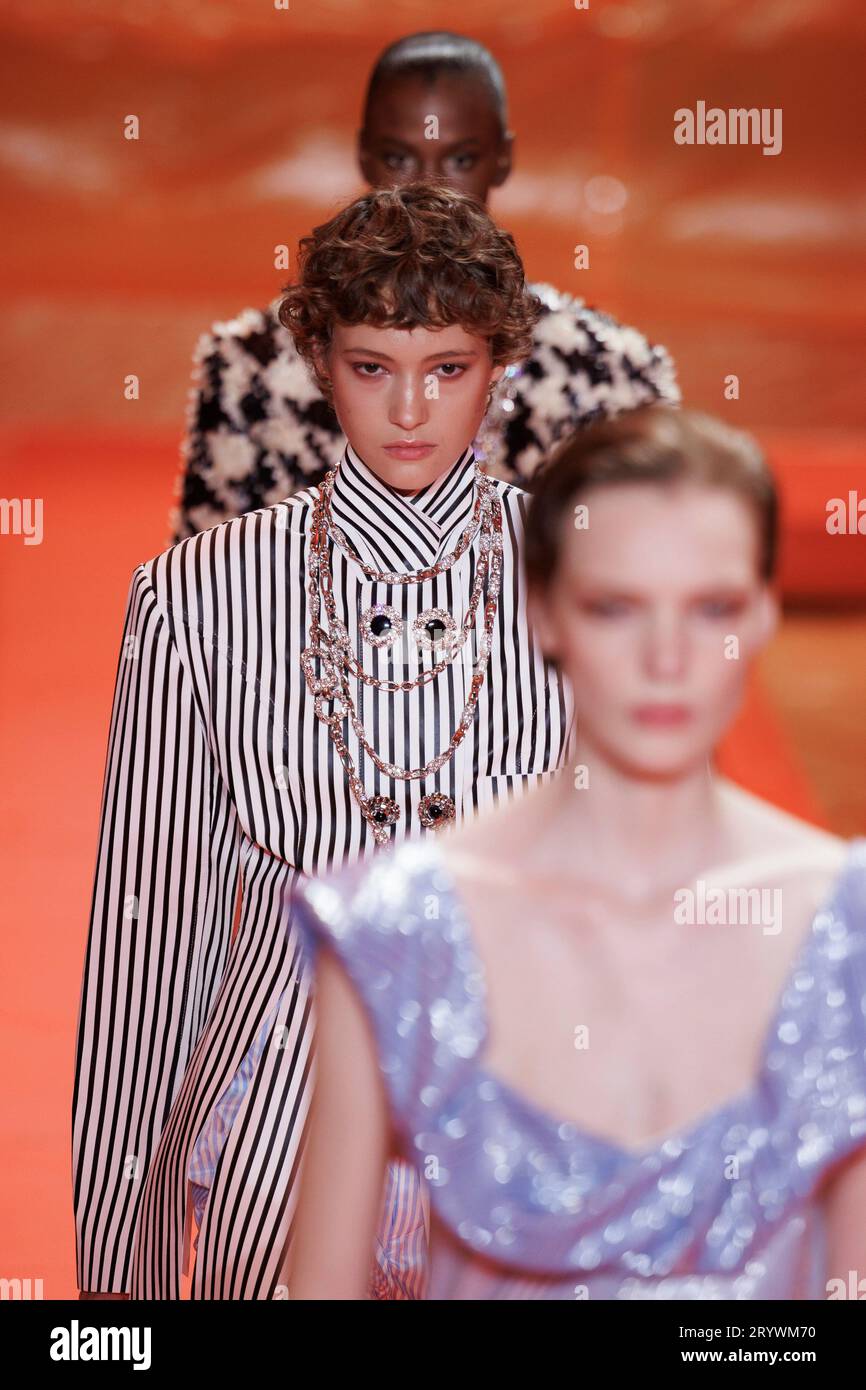 Models wear creations for the Louis Vuitton Spring/Summer 2024 ...